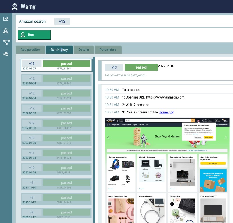 Wamy. Testing Automation